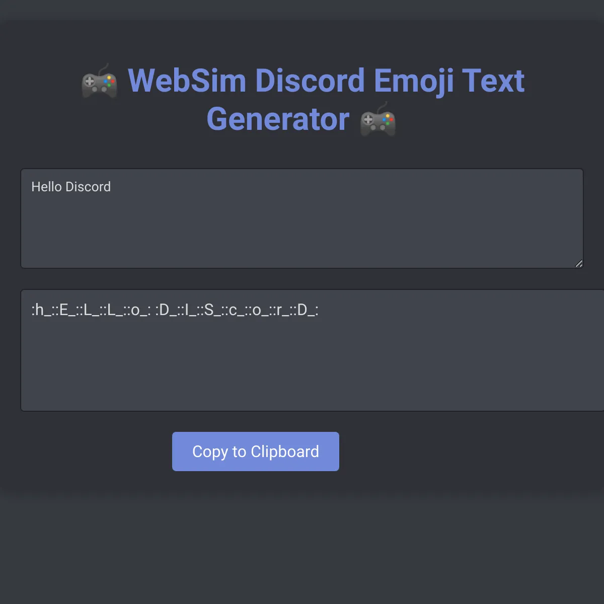 WebSim Discord Emoji Text Generator