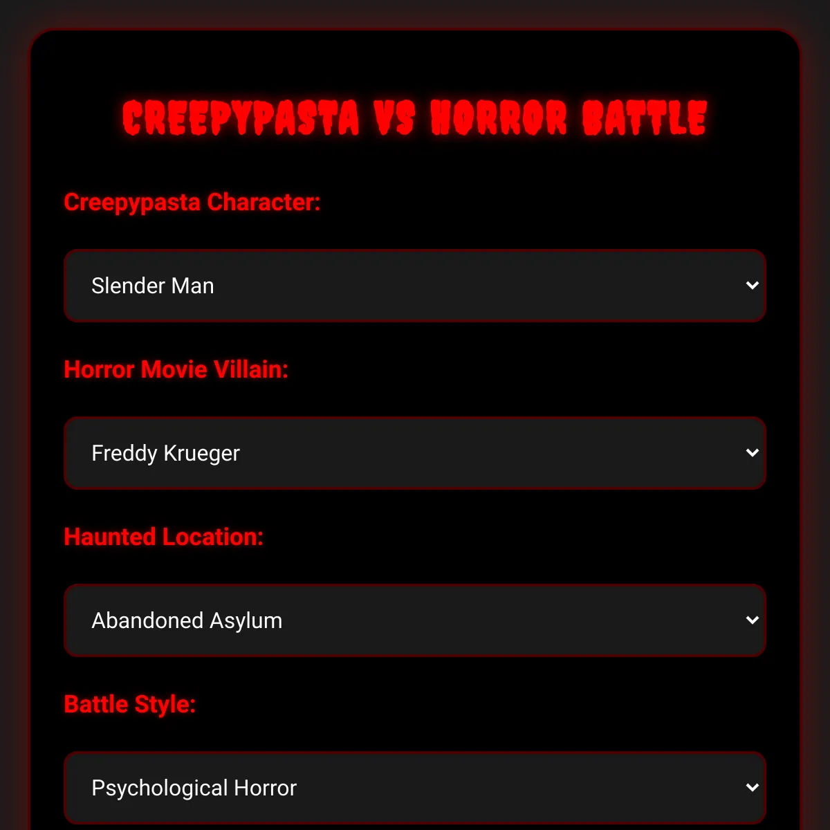 COMIC VILLAIN BATTLE GENERATOR