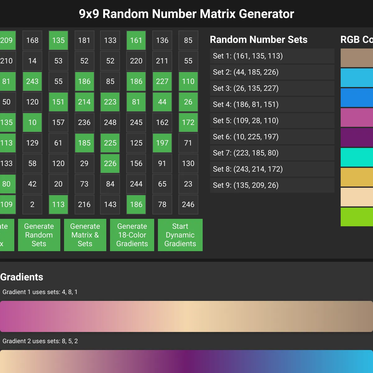 9x9 Random Number Matrix Generator