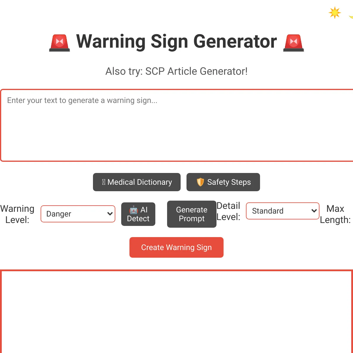 Warning sign generator
