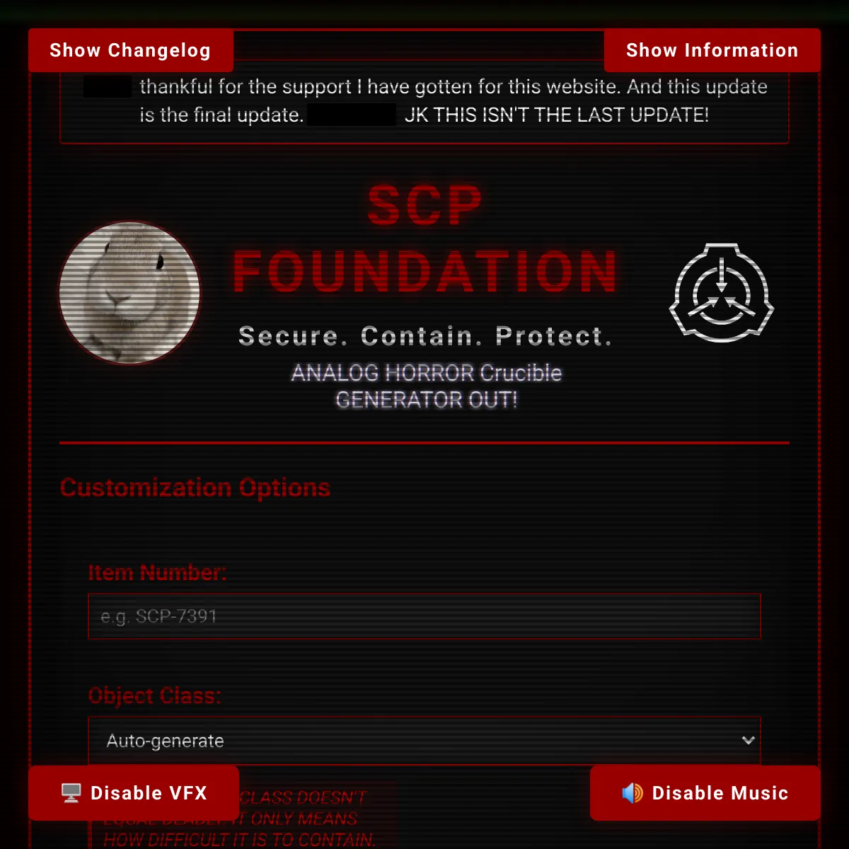 SCP Article Generator V4 UPDATE